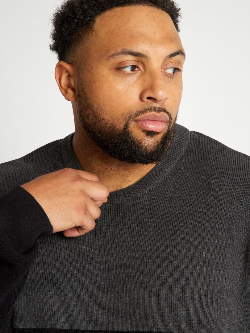 Pull en maille color-block - Noir/gris - Kiabi - 25.00€