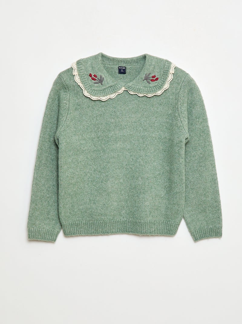 Pull en maille douce avec col claudine - Bleu - Fille - 14.00€ - Kiabi