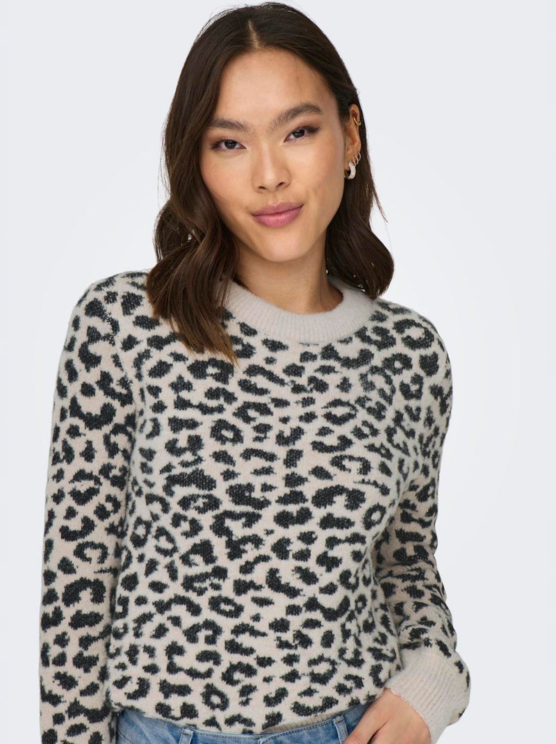 Pull en maille douce léopard 'JDY' - Léopard beige - Femme - 16.00€ - Kiabi