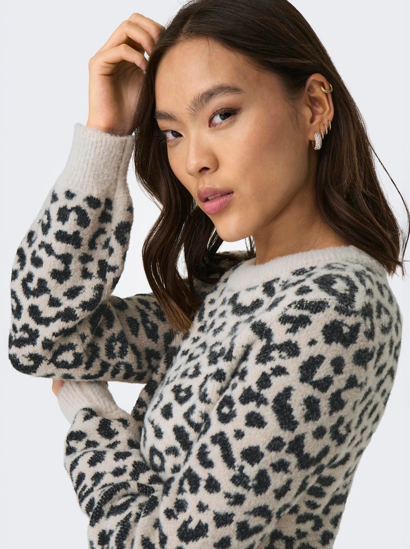 Pull en maille douce léopard 'JDY' - Léopard beige - Femme - 16.00€ - Kiabi