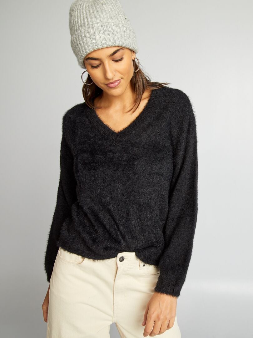 Pull en maille doudou 'JDY' - noir - Kiabi - 30.00€