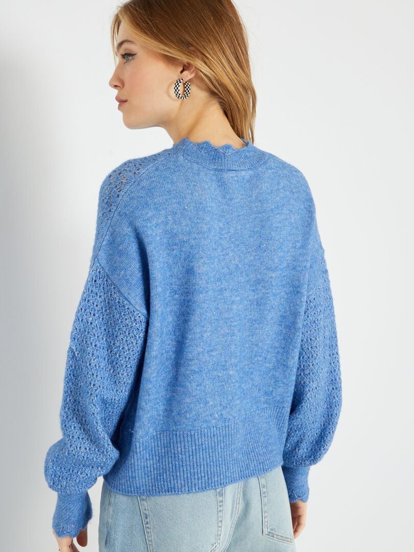 Pull en maille fantaisie - Bleu - Kiabi - 8.00€