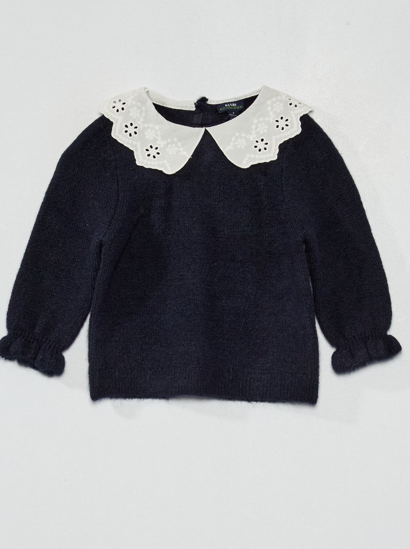 Pull en maille fantaisie - Bleu - 10.00€ - Kiabi
