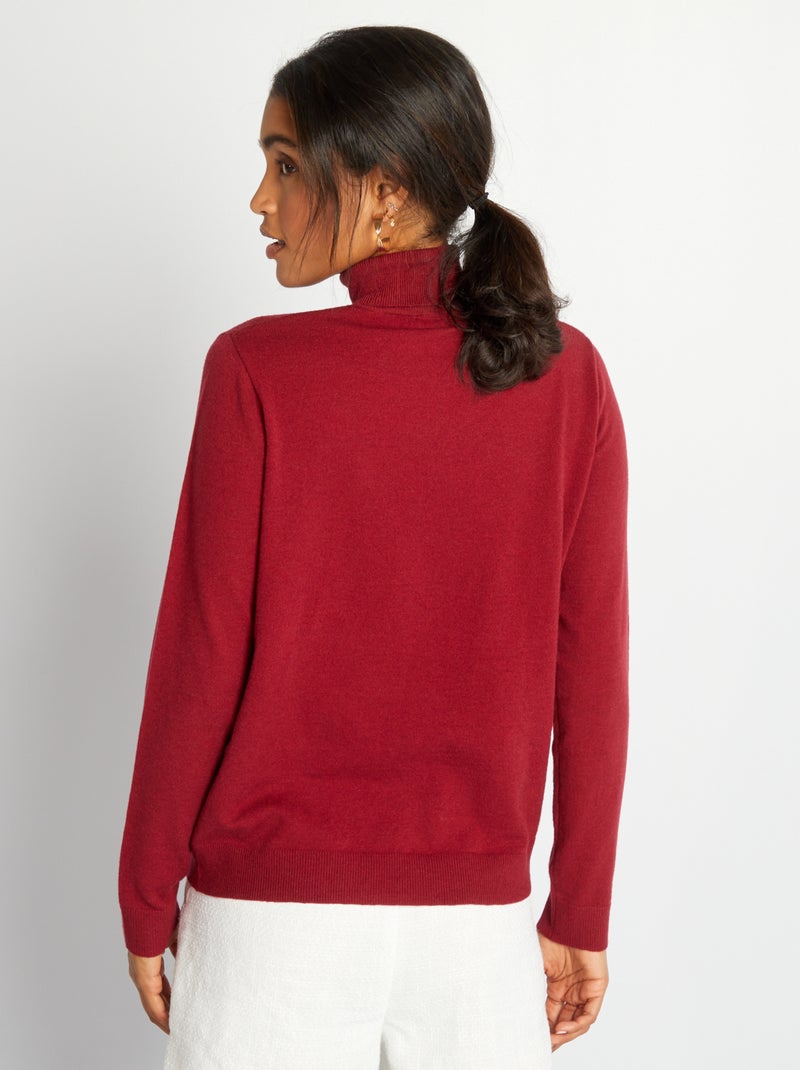 Pull en maille légère à col montant - Rouge - Kiabi - 12.00€