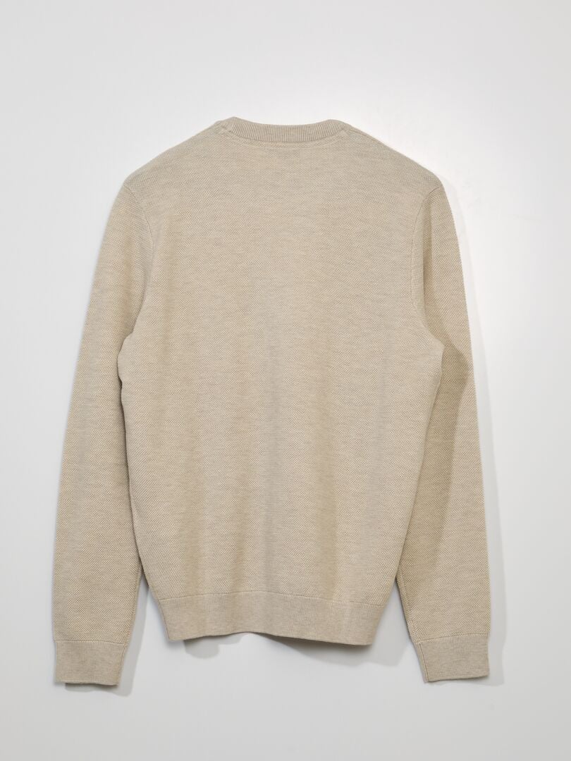 Pull en maille nid d'abeille - Beige - Kiabi - 18.00€