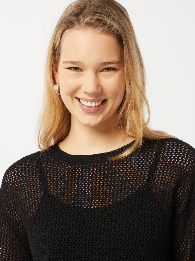 Pull filet - noir - Femme - 8.00€ - Kiabi
