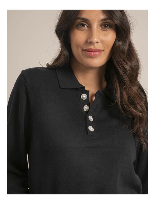 Pull femme col polo