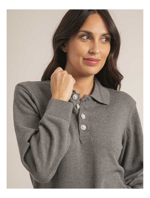 Pull col polo femme