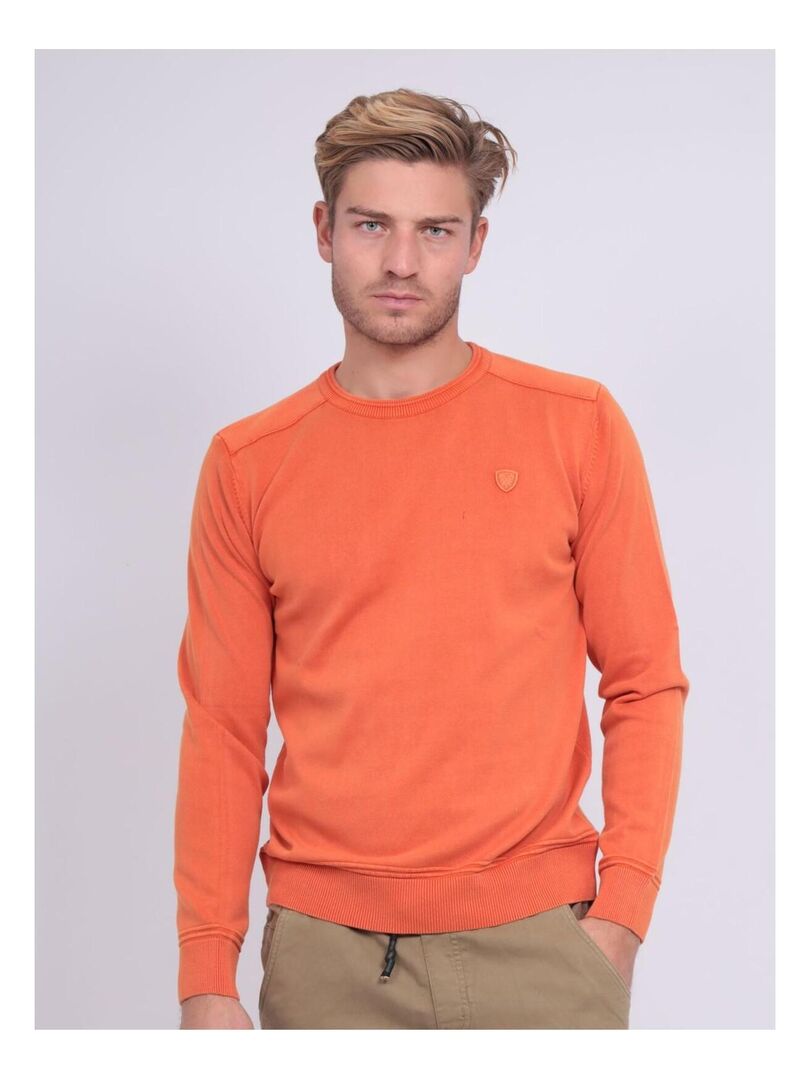 Pull fin col rond coton ARTHUR - Orange - Kiabi - 47.90€
