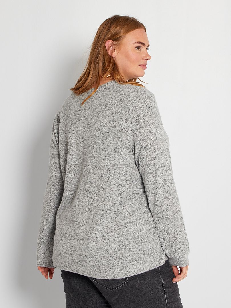 Pull fin en maille douce - gris - Kiabi - 15.00€
