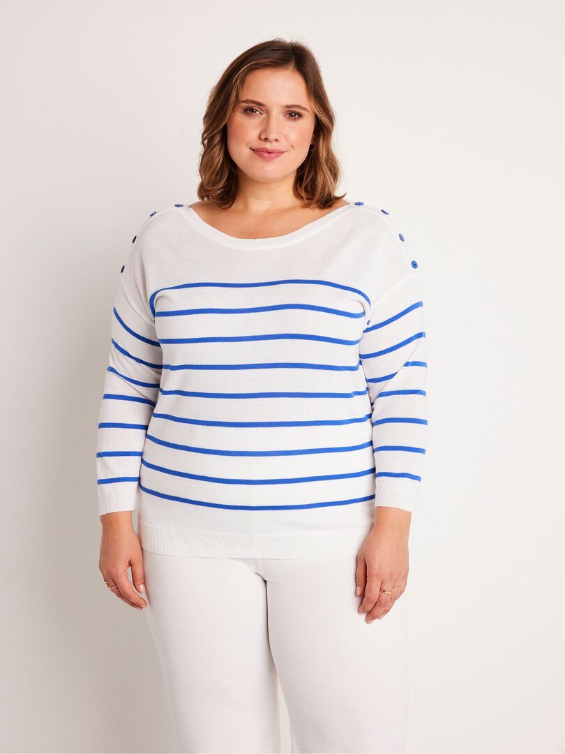 Pull fin rayé - Blanc Bleu - Kiabi - 39.99€
