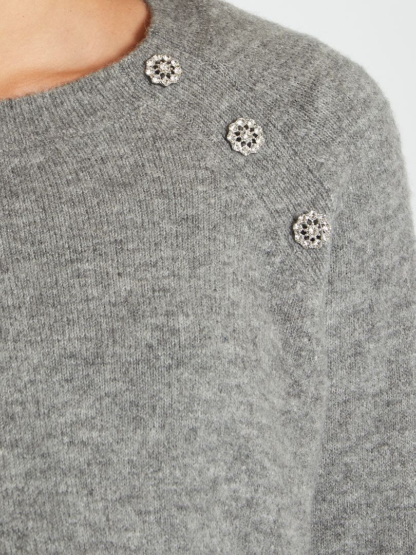 Pull grossesse bouton bijou - gris - Kiabi - 20.00€