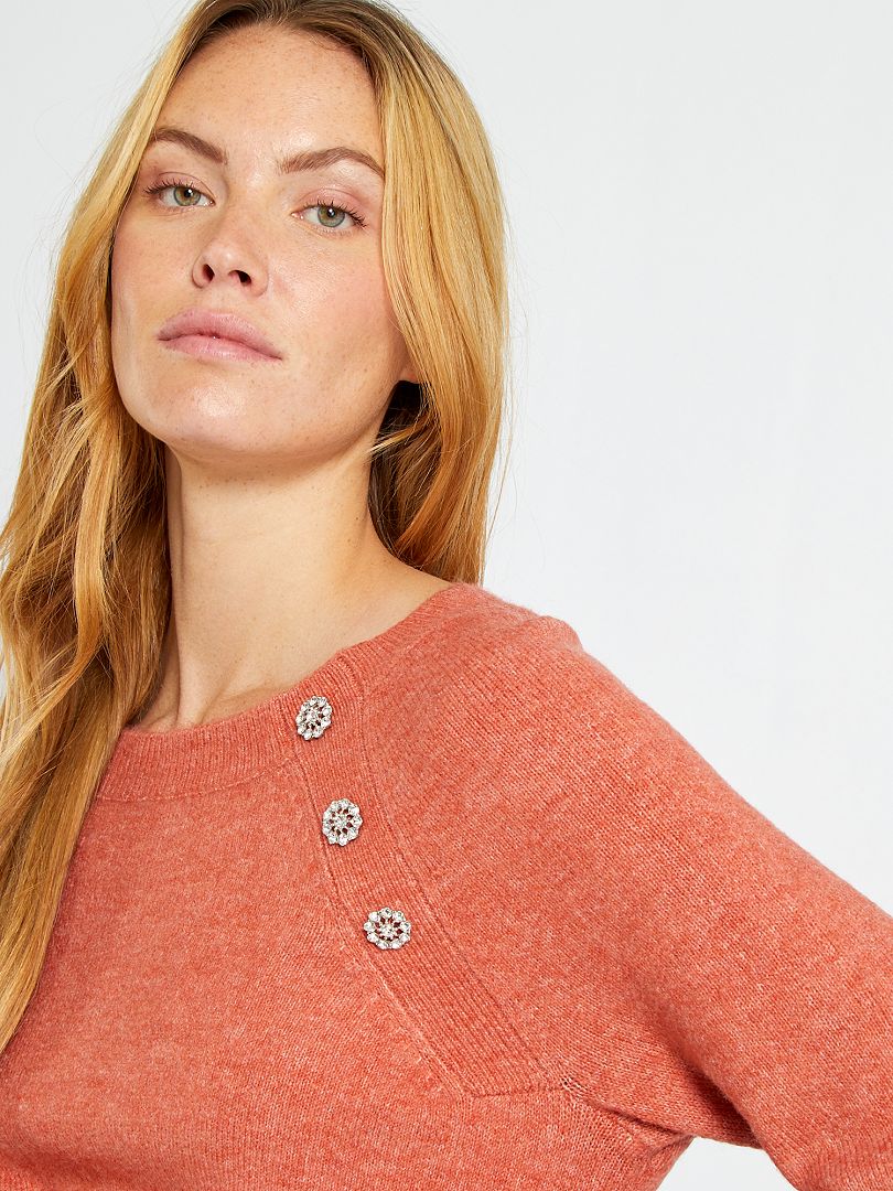 Pull grossesse bouton bijou - orange - Kiabi - 10.00€