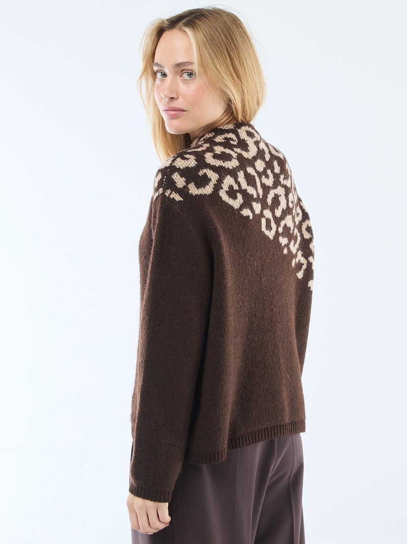 Pull imprimé léopard - Marron - Femme - 22.00€ - Kiabi