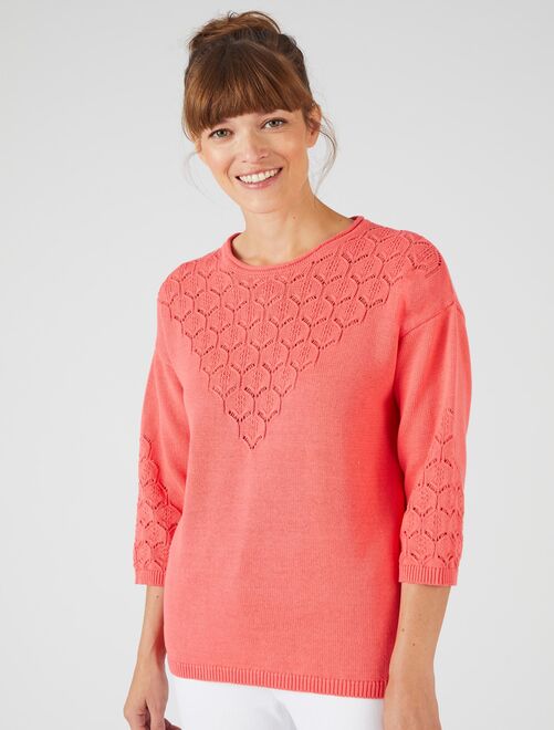 Pull femme maille ajouree