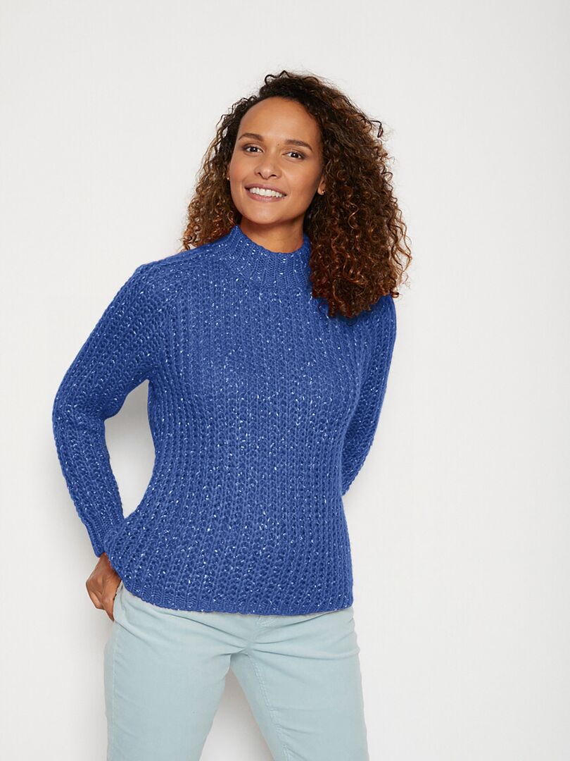 Pull maille côtelée - Bleu - Kiabi - 47.99€