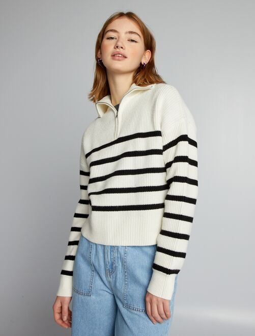 Pull zippe noir pas cher | Kiabi