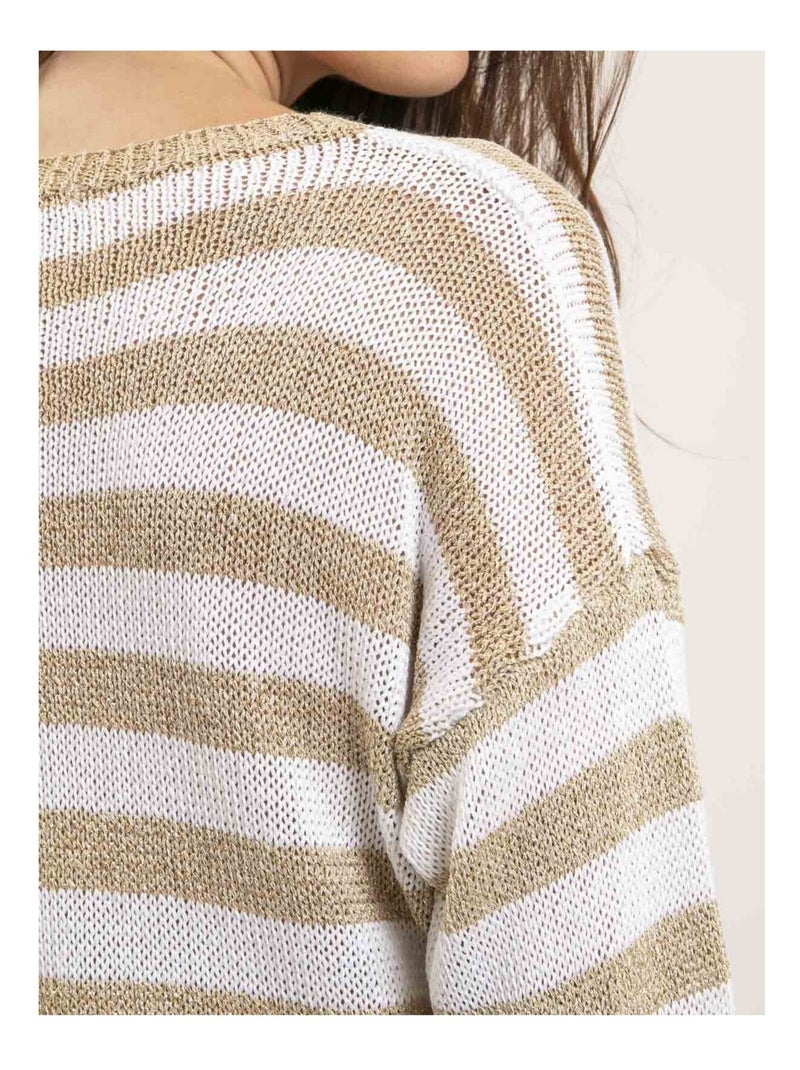 Pull motifs rayures lurex KANINA - Blanc - 21.59€ - Kiabi