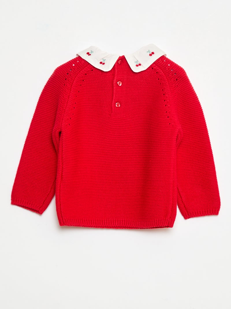 Pull point mousse avec col claudine - Rouge - Bébé fille - 14.00€ - Kiabi