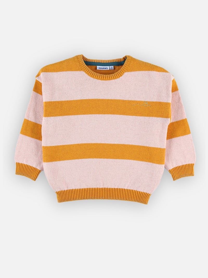 Pull rayé en tricot, moutarde/rose clair Noukie's - Orange - Kiabi - nu€