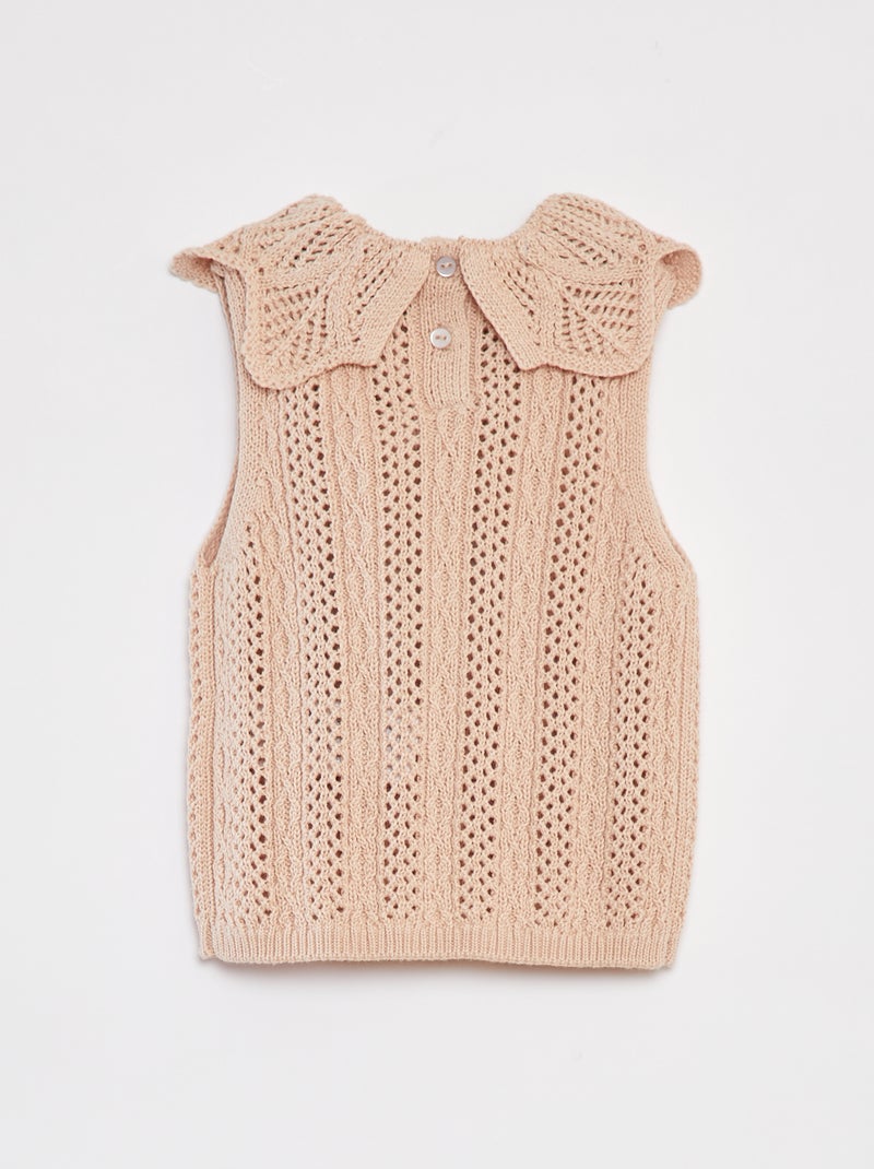 Pull sans manches avec maille et col fantaisistes - ROSE - Bébé fille ...
