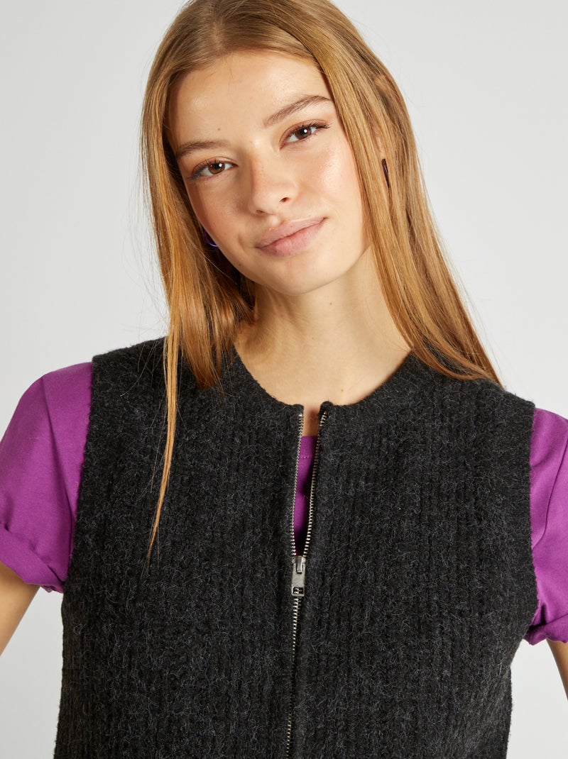 Pull sans manches en maille douce - Gris - Ado fille - 4.50€ - Kiabi