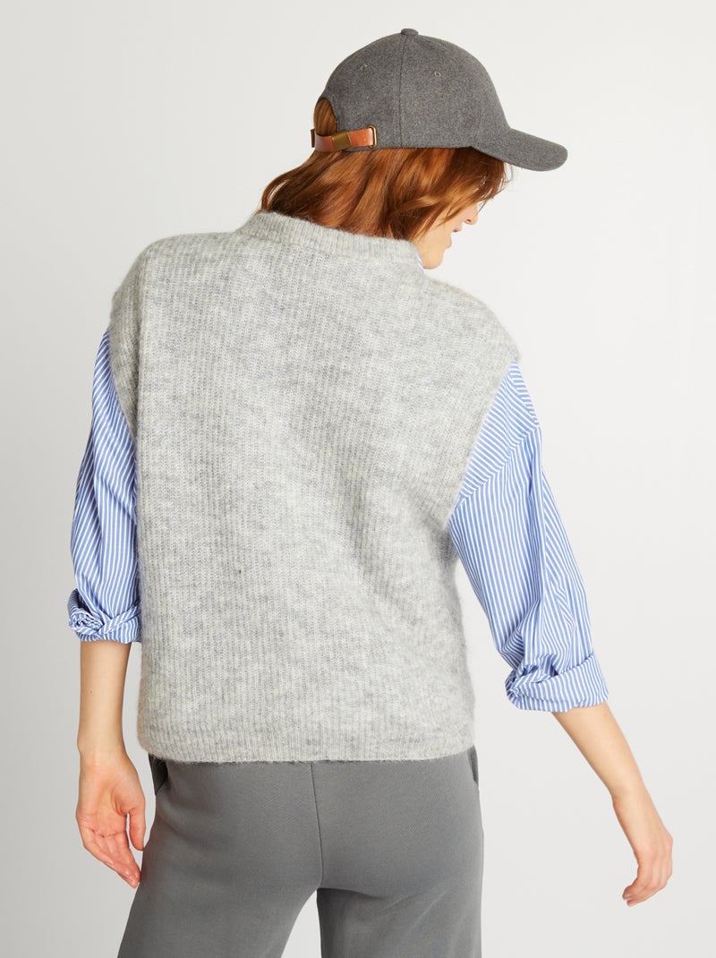 Pull sans manches en mohair et laine mélangé - Gris - Femme - 7.50€ - Kiabi