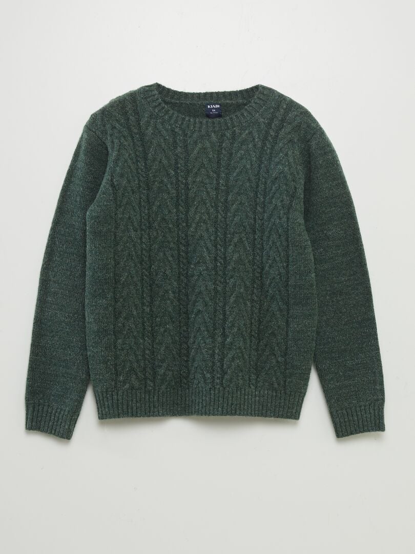 Pull torsadé col rond - Vert - Kiabi - 12.00€