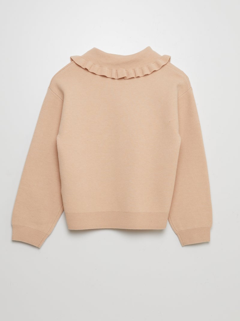 Pull uni à col claudine - Beige - Fille - 3.90€ - Kiabi