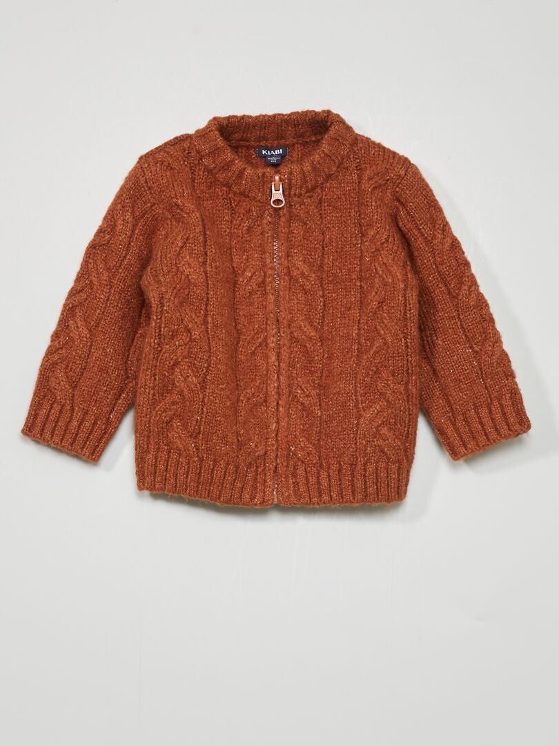 Pull zippé en maille - Maron - Kiabi - 13.00€