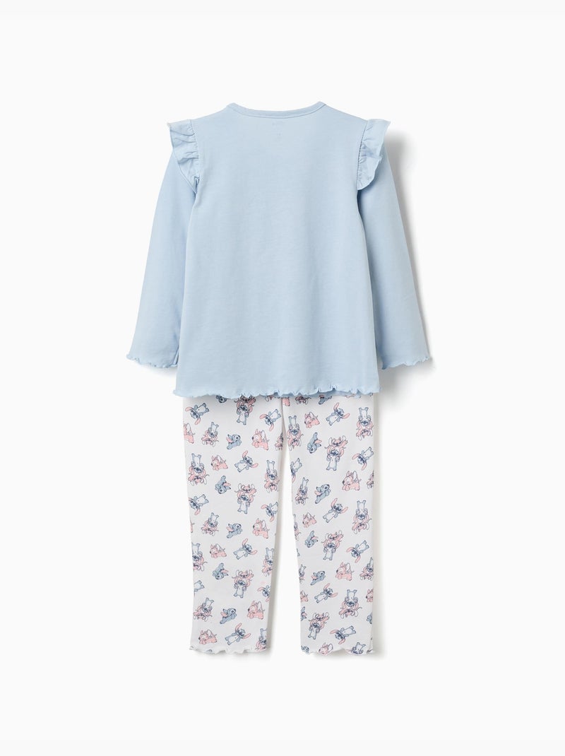 Pyjama à manches longues avec imprimé Stitch & Angel - Bleu clair ...