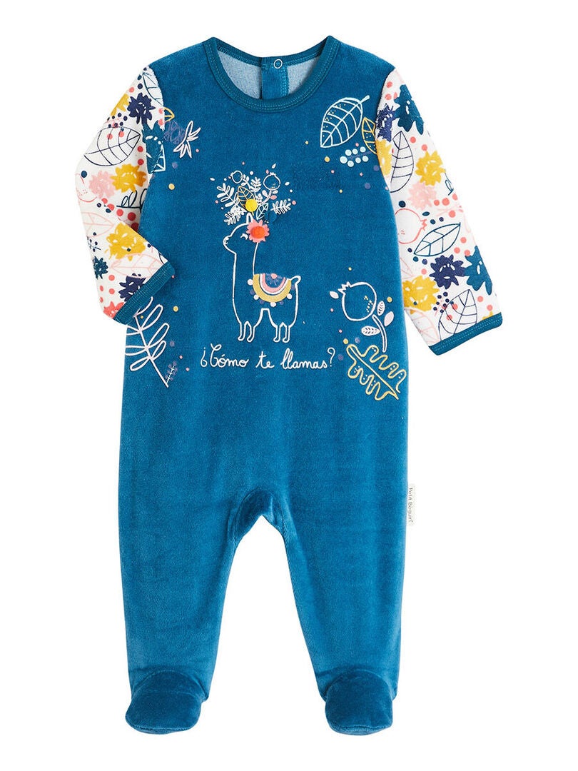 Pyjama bébé en velours Lamapampa - Bleu - Kiabi - nu€