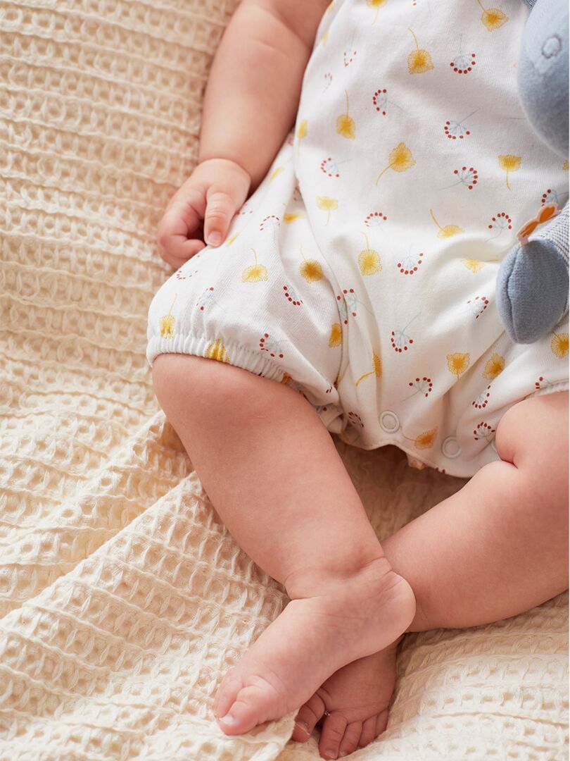 Pyjama combishort à imprimés en coton BIO, - Blanc - Kiabi - nu€