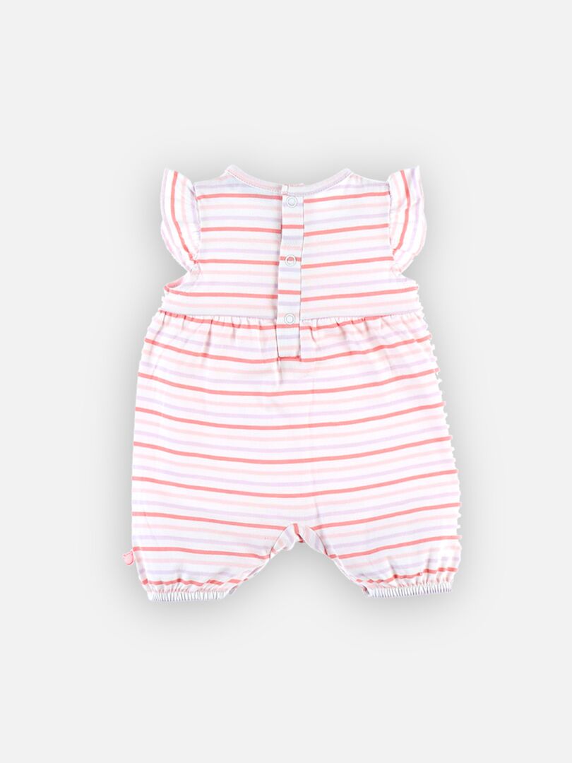 Pyjama combishort rayé en coton BIO, clair - Rose - Kiabi - nu€