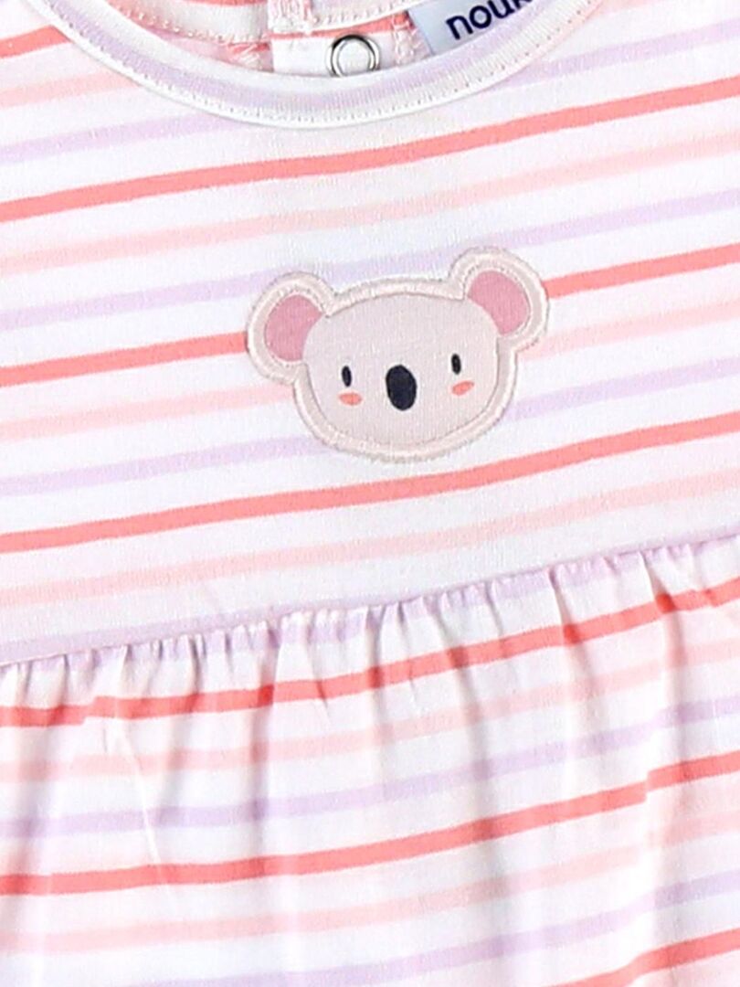 Pyjama combishort rayé en coton BIO, clair - Rose - Kiabi - nu€