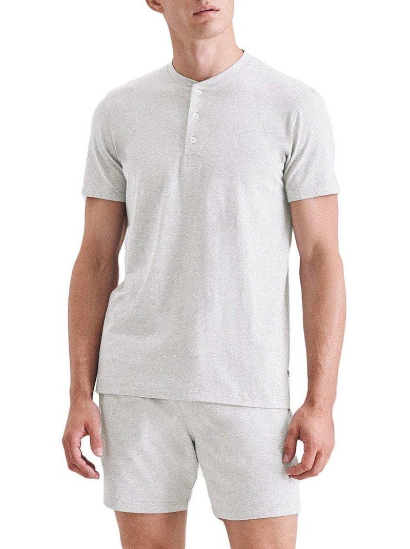 Pyjama court chic et confort en coton et modal - Gris - Kiabi - nu€