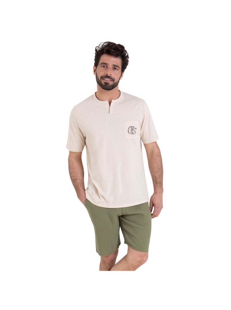 Pyjama court col rabat homme Easy Coton Athena - Multicolore - Homme ...