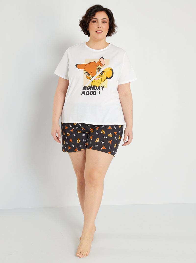 Pyjama court 'Disney' en jersey - 2 pièces - Blanc 'simba' - Kiabi - 18.00€