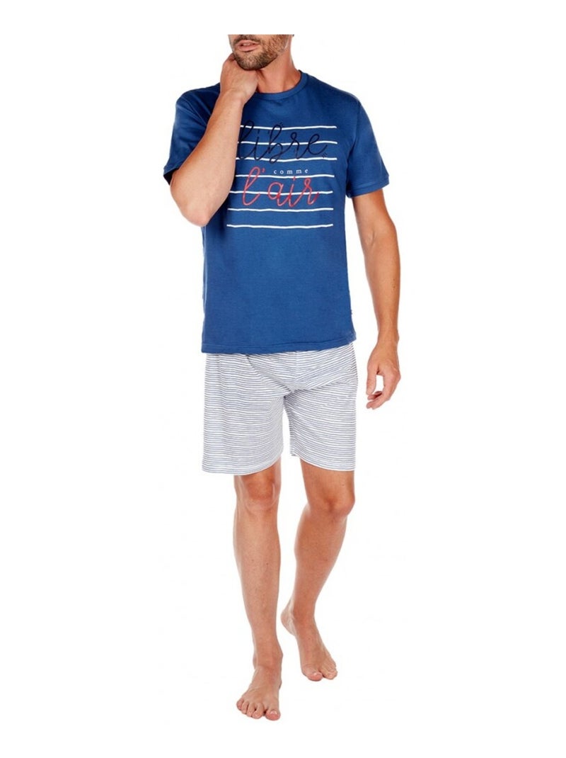 Pyjama Court DODO HOMEWEAR - Bleu Gris - Kiabi - nu€