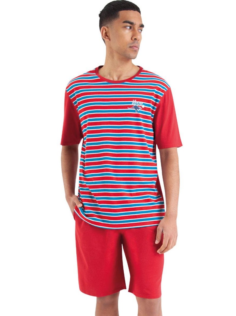 Pyjama court homme Rayures - Rouge - 0.00€ - Kiabi
