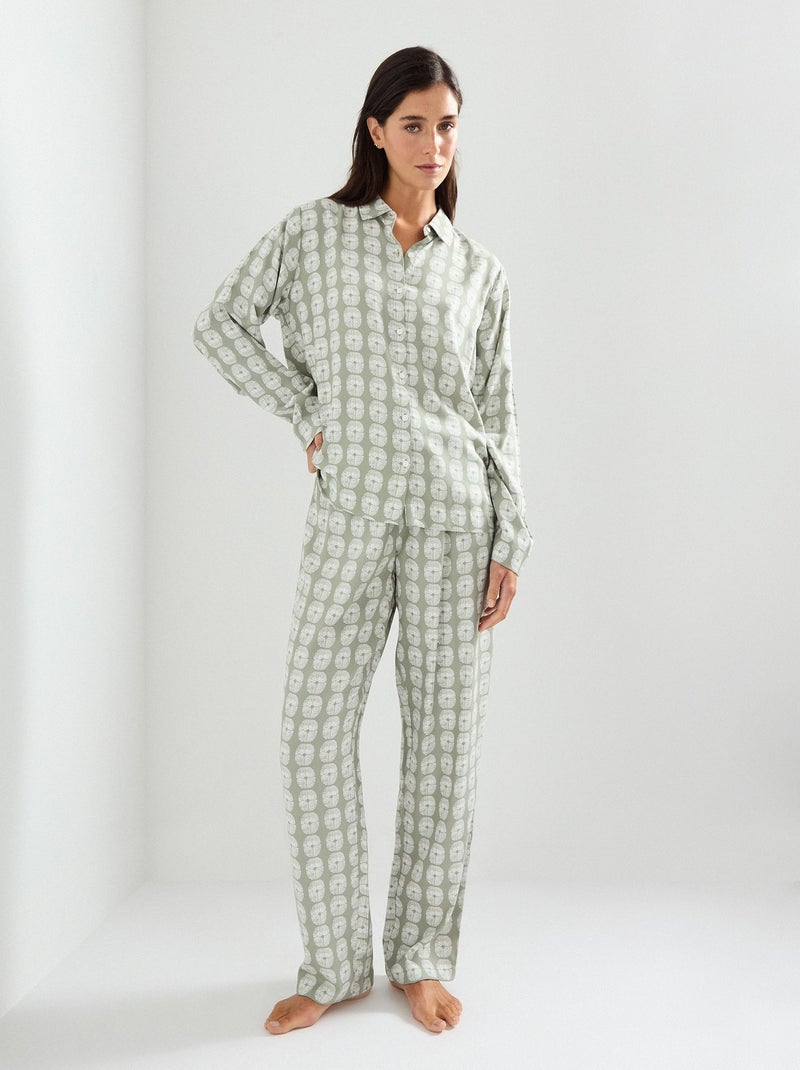 Pyjama en viscose, MO Fashion - Gris - 0.00€ - Kiabi