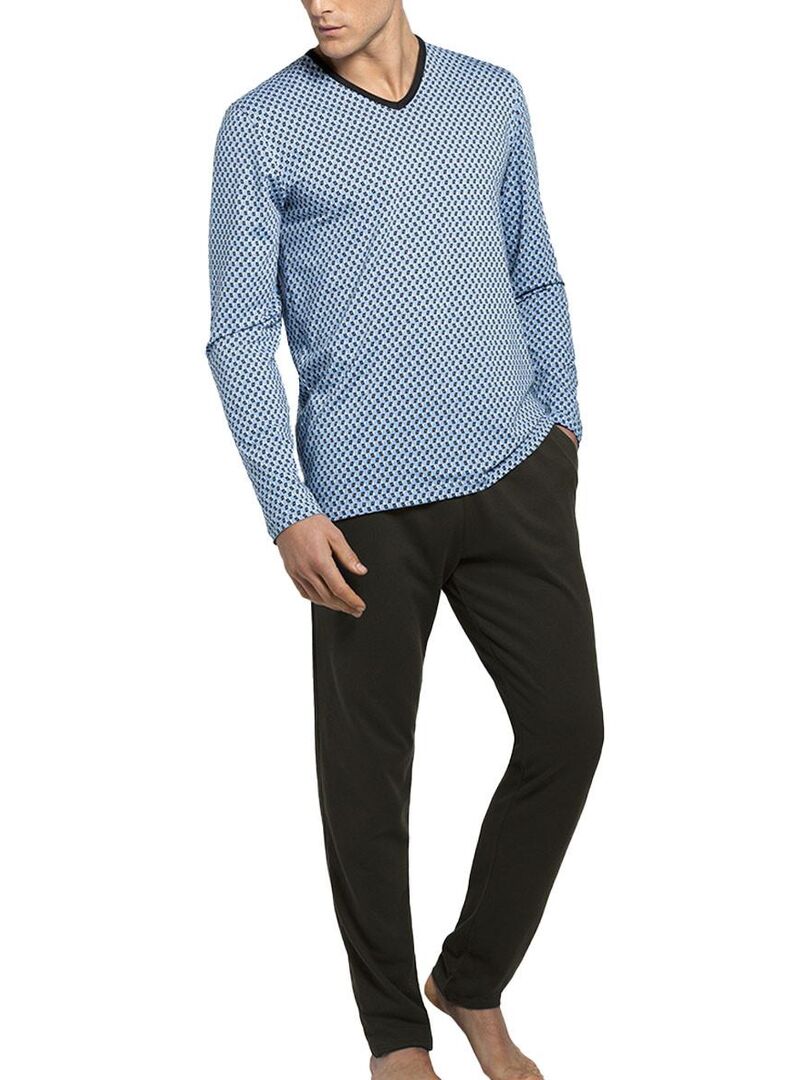 Pyjama homme long en coton Wagons - Bleu - Kiabi - 52.98€