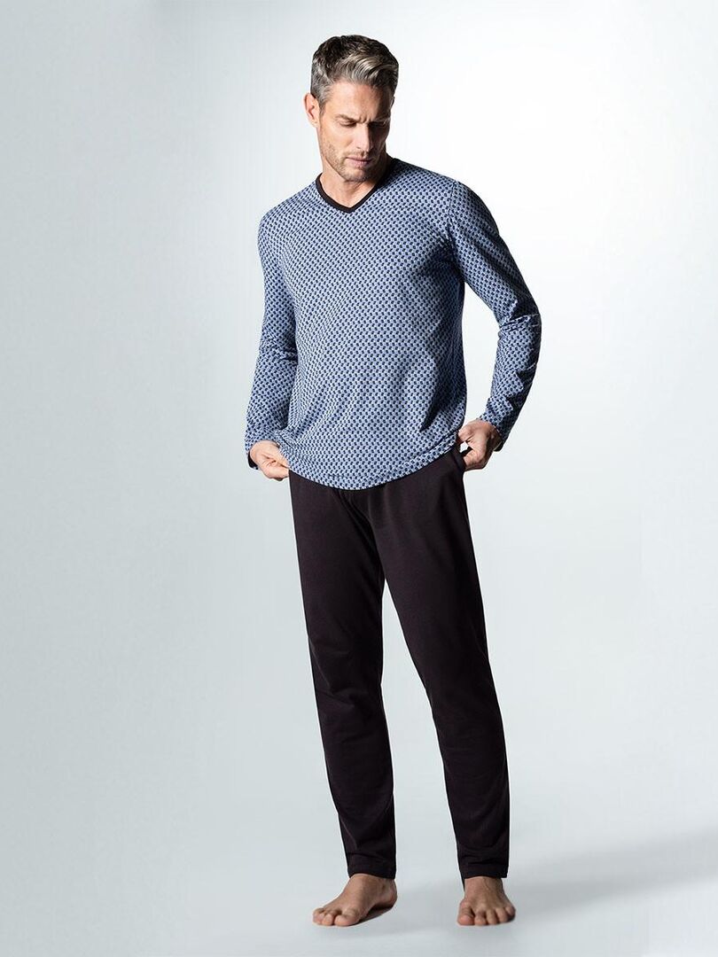 Pyjama homme long en coton Wagons - Bleu - Kiabi - 52.98€