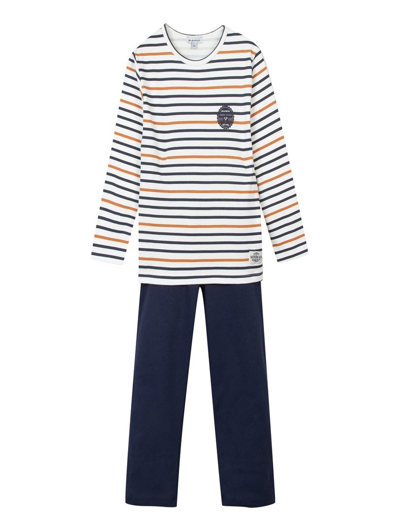 Pyjama Long Avec Haut Rayé 'miniman' - Ecru - Kiabi - nu€