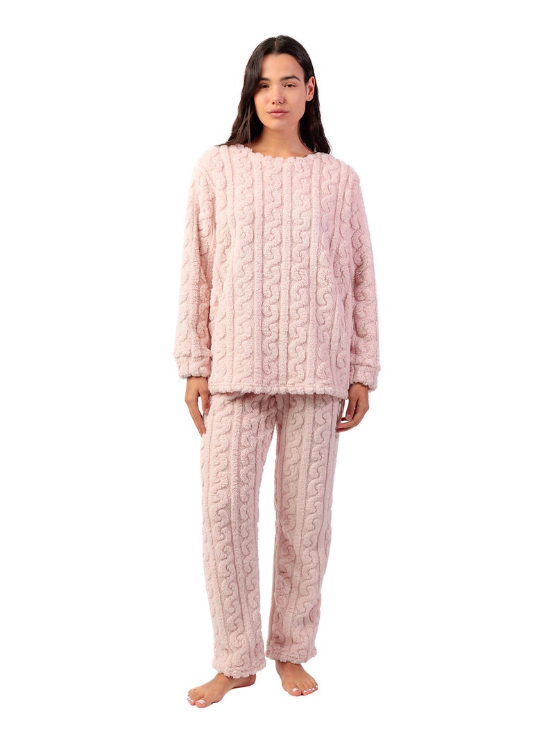 Pyjama pantalon top manches longues Chains - Rose - Femme - 74.00€ - Kiabi