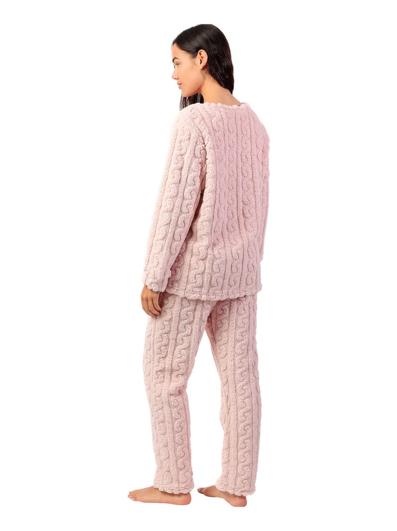 Pyjama pantalon top manches longues Chains - Rose - Femme - 74.00€ - Kiabi