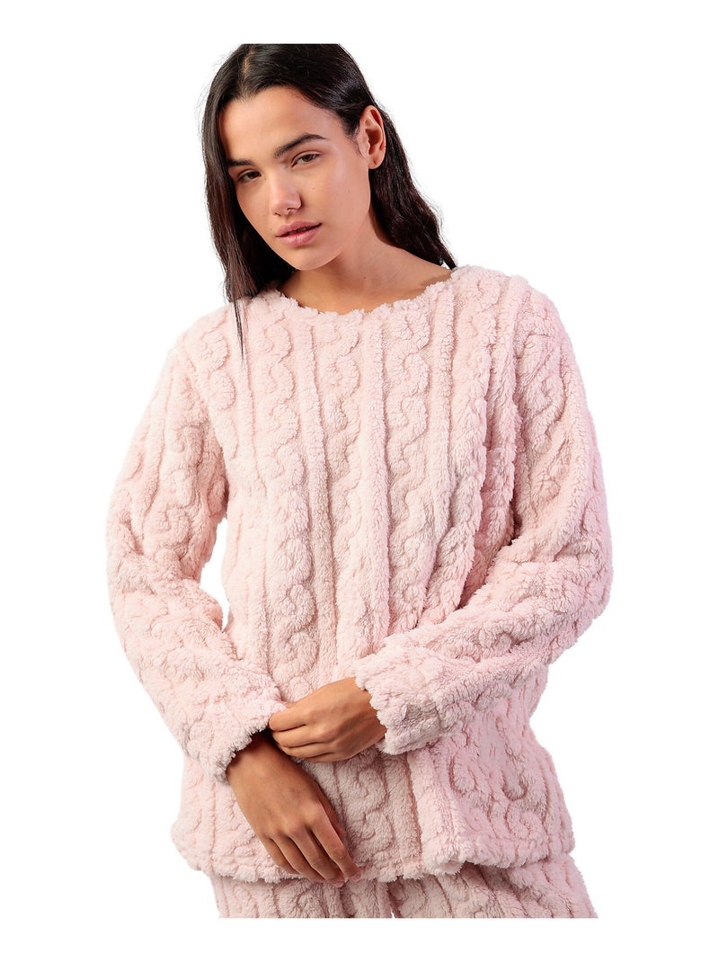 Pyjama pantalon top manches longues Chains - Rose - Femme - 74.00€ - Kiabi