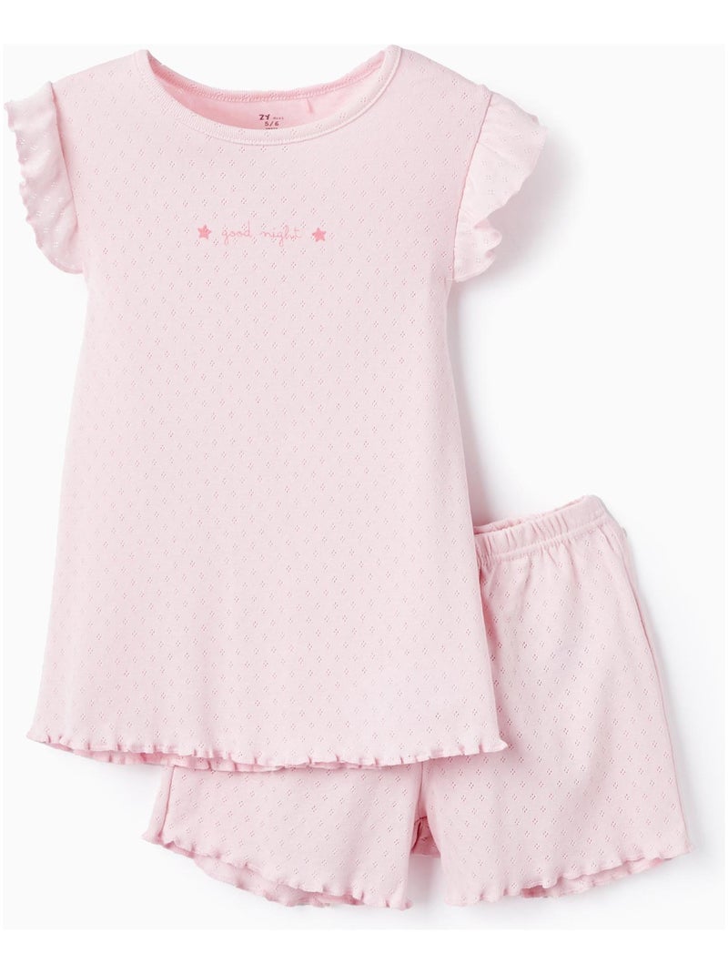 Pyjama rose pour fille manches courtes ESSENTIALS LINE - Rose clair ...