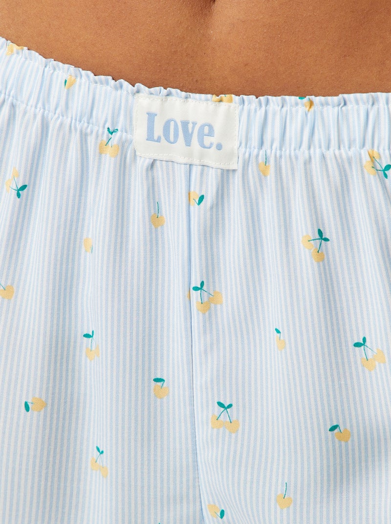 Pyjama tee-shirt à message + short rayé - 2 pièces - Jaune - Femme - 12 ...