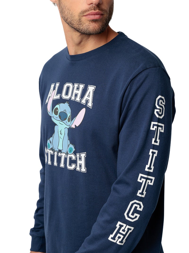 Pyjama velours pantalon top manches longues Aloha Stitch Disney - Bleu ...